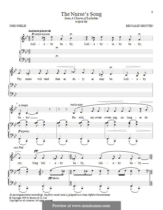 The Nurse's Song by B. Britten - sheet music on MusicaNeo