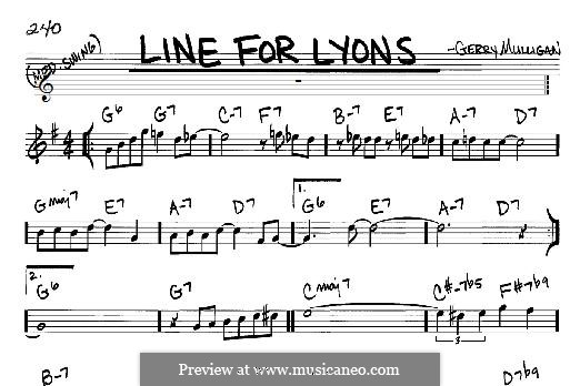 Line for Lyons by G. Mulligan - sheet music on MusicaNeo