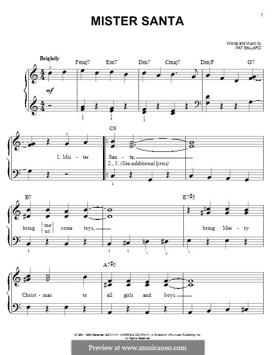 Mister Santa by P. Ballard - sheet music on MusicaNeo