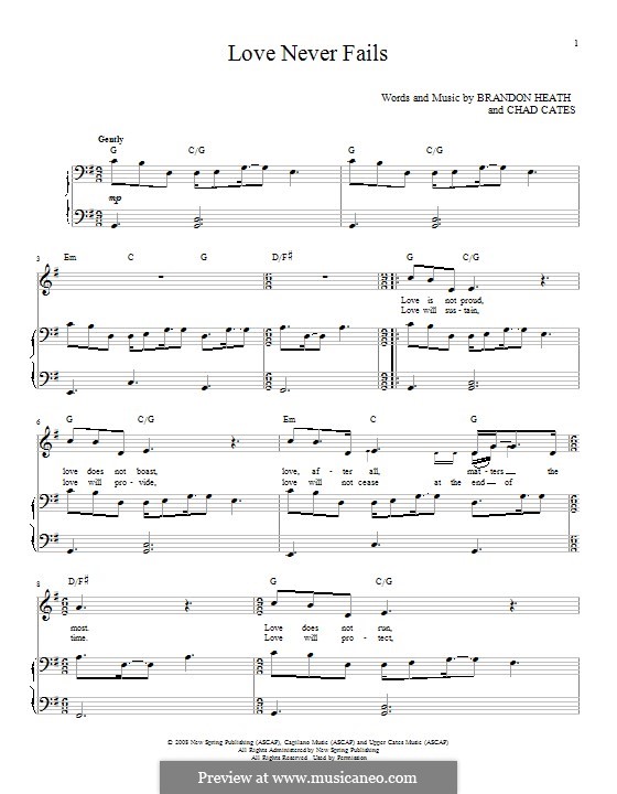Love Never Fails by B. Heath, C. Cates - sheet music on MusicaNeo