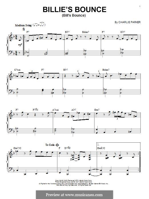 Billie's Bounce (Bill's Bounce) by C. Parker - sheet music on MusicaNeo