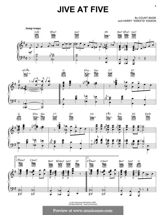 Jive at Five by C. Basie, H. Edison - sheet music on MusicaNeo
