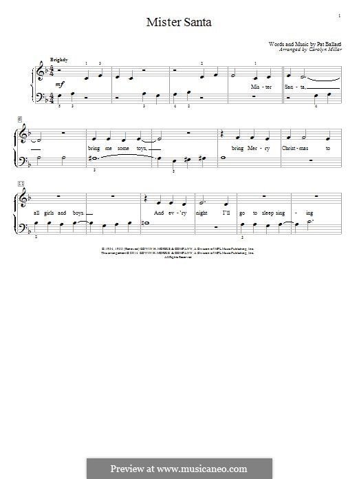 Mister Santa by P. Ballard - sheet music on MusicaNeo