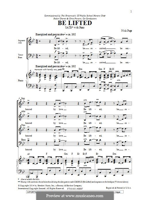 Be Lifted by N. Page - sheet music on MusicaNeo