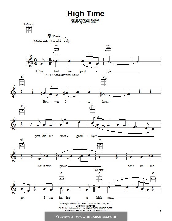 High Time (Grateful Dead) by J. Garcia, R. Hunter on MusicaNeo