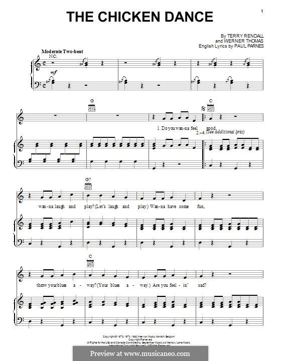 The Chicken Dance by W. Thomas, T. Rendall - sheet music on MusicaNeo