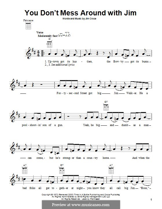 You don't Mess Around with Jim by J. Croce - sheet music on MusicaNeo