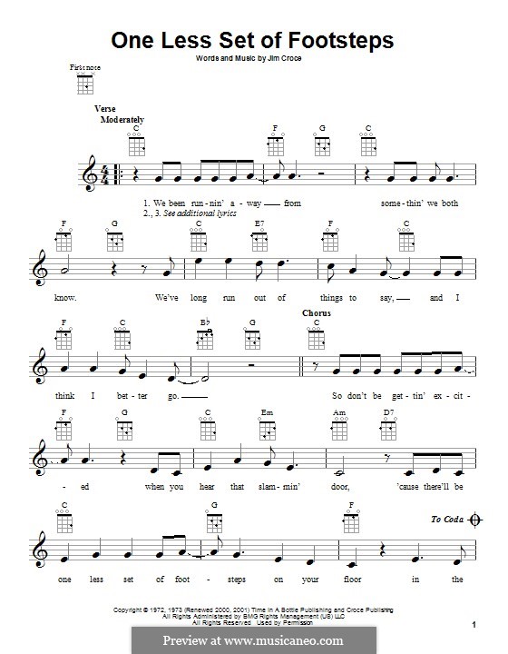 One Less Set of Footsteps by J. Croce - sheet music on MusicaNeo