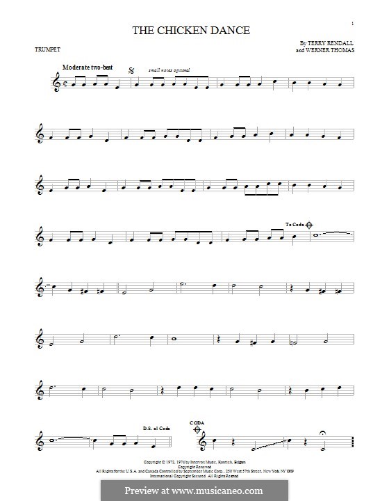 The Chicken Dance by W. Thomas, T. Rendall - sheet music on MusicaNeo