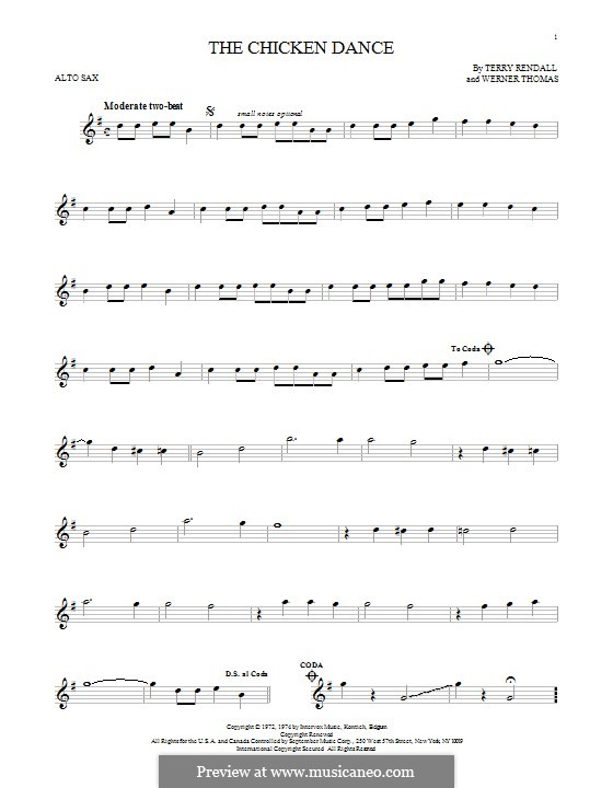 The Chicken Dance by W. Thomas, T. Rendall - sheet music on MusicaNeo