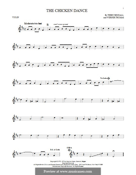 The Chicken Dance by W. Thomas, T. Rendall - sheet music on MusicaNeo