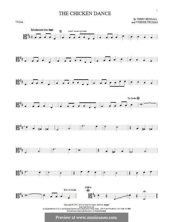 The Chicken Dance by W. Thomas, T. Rendall - sheet music on MusicaNeo