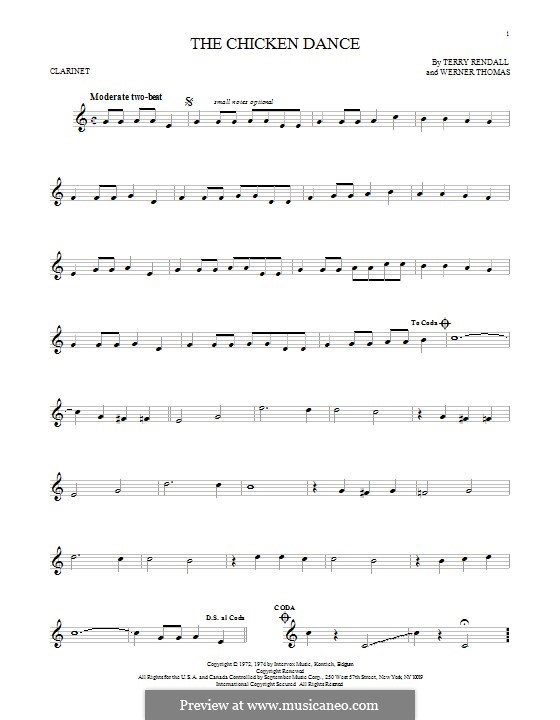 The Chicken Dance by W. Thomas, T. Rendall - sheet music on MusicaNeo