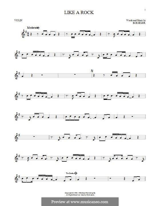 Like a Rock by B. Seger - sheet music on MusicaNeo