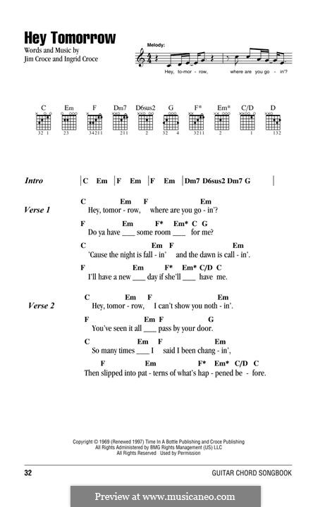Hey Tomorrow by J. Croce, I. Croce - sheet music on MusicaNeo