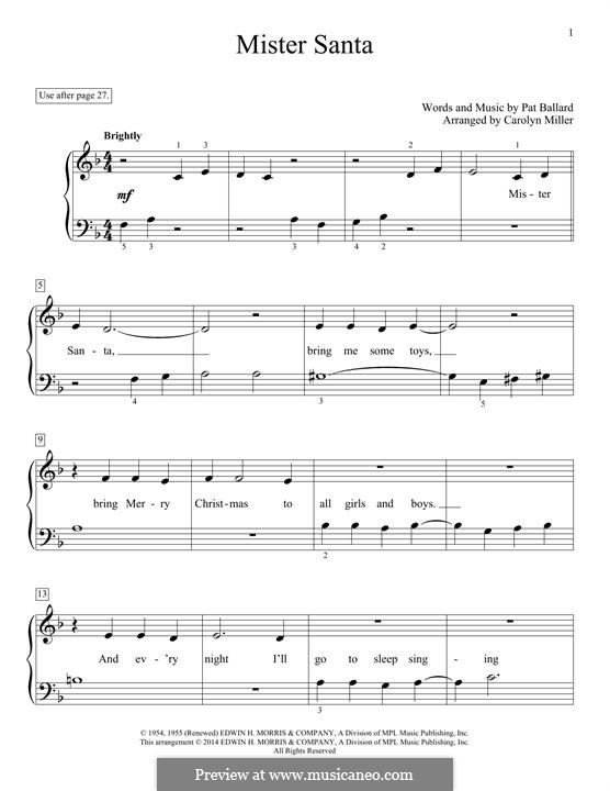 Mister Santa by P. Ballard - sheet music on MusicaNeo