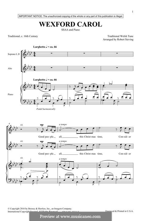 The Wexford Carol by folklore - sheet music on MusicaNeo