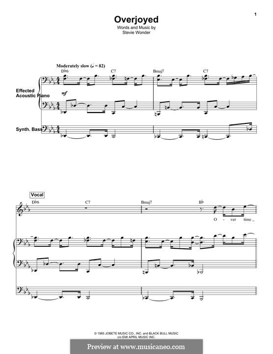 Overjoyed by S. Wonder - sheet music on MusicaNeo