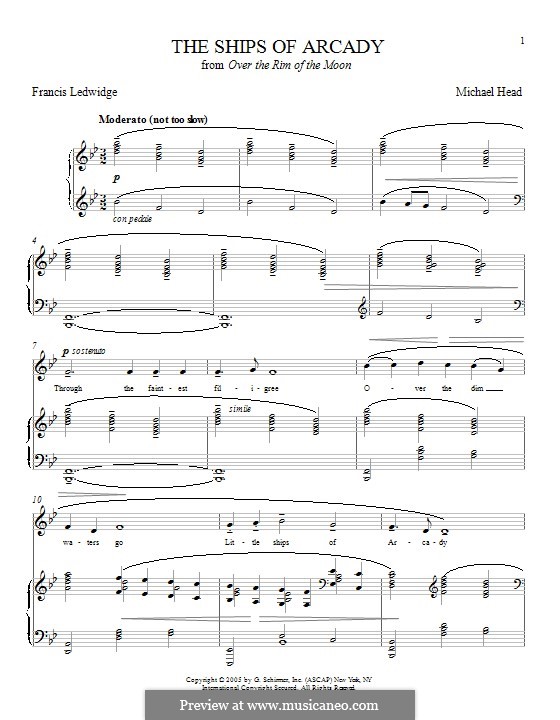 The Ships of Arcady by M. Head - sheet music on MusicaNeo