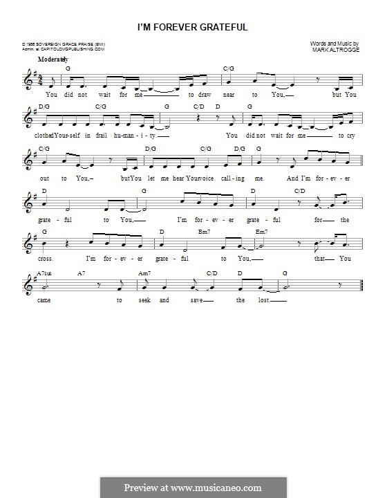 I'm Forever Grateful by M. Altrogge - sheet music on MusicaNeo