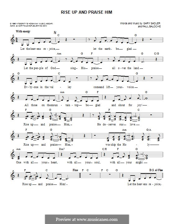Rise Up and Praise Him by P. Baloche, G. Sadler - sheet music on MusicaNeo