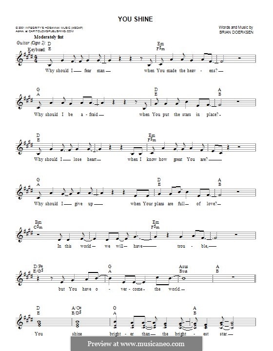 You Shine by B. Doerksen - sheet music on MusicaNeo
