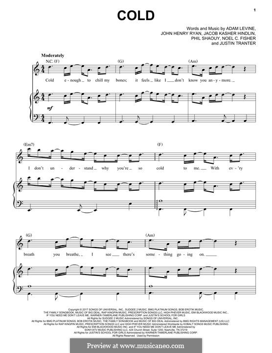 Cold (Maroon 5) by A. Levine, J. Kasher Hindlin, N. Fisher, J. Tranter ...