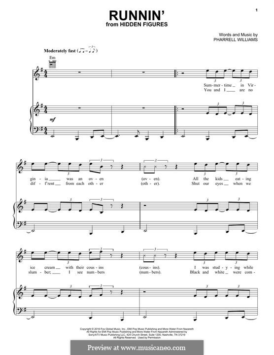 Runnin' (Pharrell Williams) by P. Williams - sheet music on MusicaNeo
