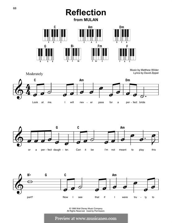 Reflection (from Disney's Mulan) by M. Wilder - sheet music on MusicaNeo