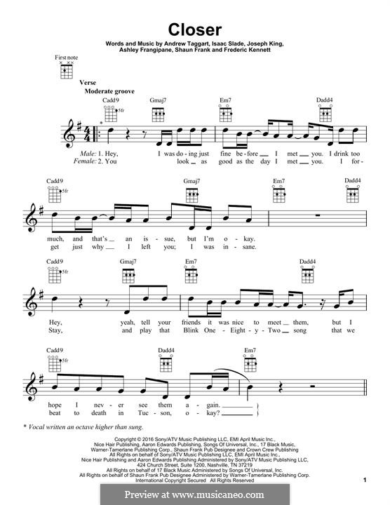 Closer (The Chainsmokers) by I. Slade, J. King, A. Taggart, A ...