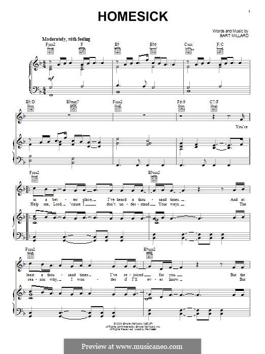 Homesick (MercyMe) by B. Millard - sheet music on MusicaNeo