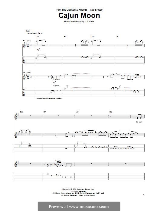 Cajun Moon by J. Cale - sheet music on MusicaNeo