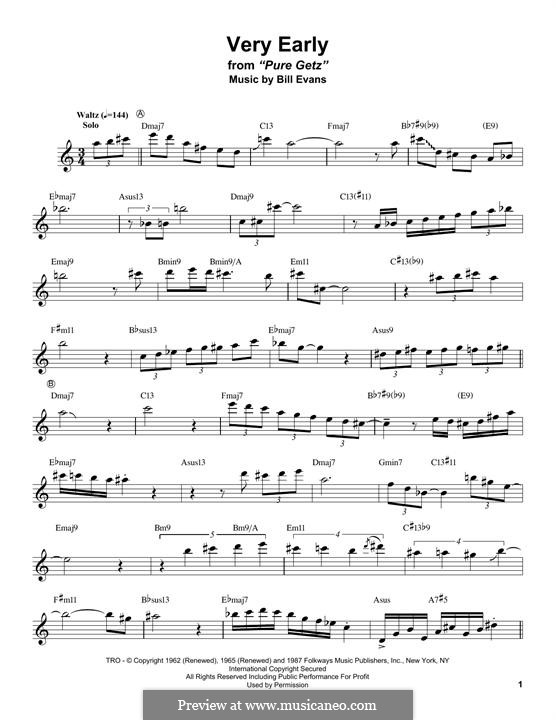 Very Early by B. Evans - sheet music on MusicaNeo