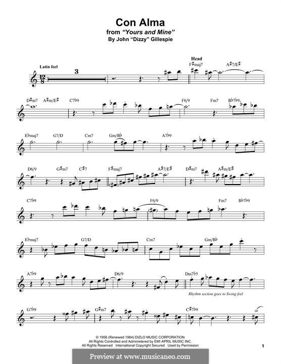 Con Alma by D. Gillespie - sheet music on MusicaNeo