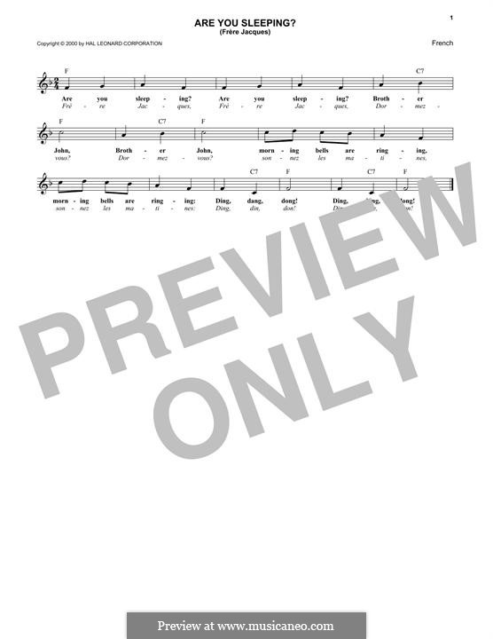 Frere Jacques (Are You Sleeping?) by folklore - sheet music on MusicaNeo