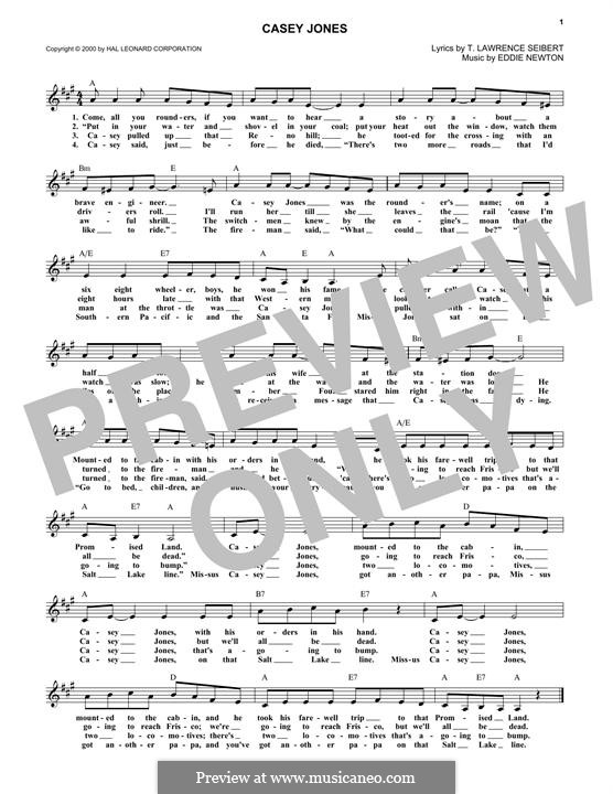 Casey Jones by E. Newton - sheet music on MusicaNeo
