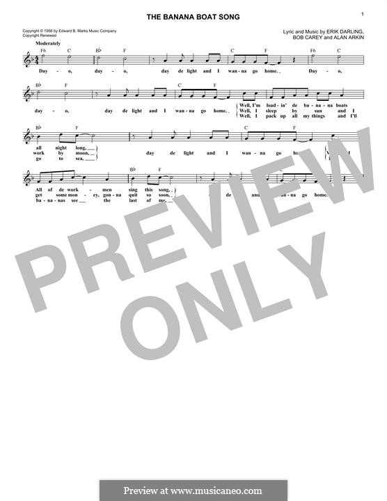 The Banana Boat Song by E. Darling, A. Arkin, B. Carey on MusicaNeo