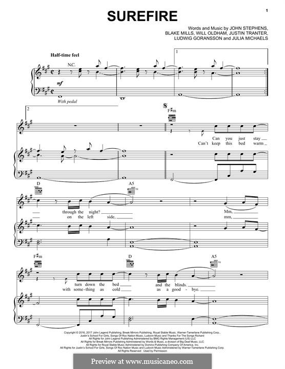 Surefire (John Legend) by J. Stephens, W. Oldham, J. Michaels, J ...