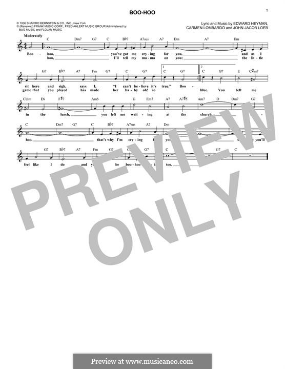 Boo-Hoo by C. Lombardo, J.J. Loeb - sheet music on MusicaNeo