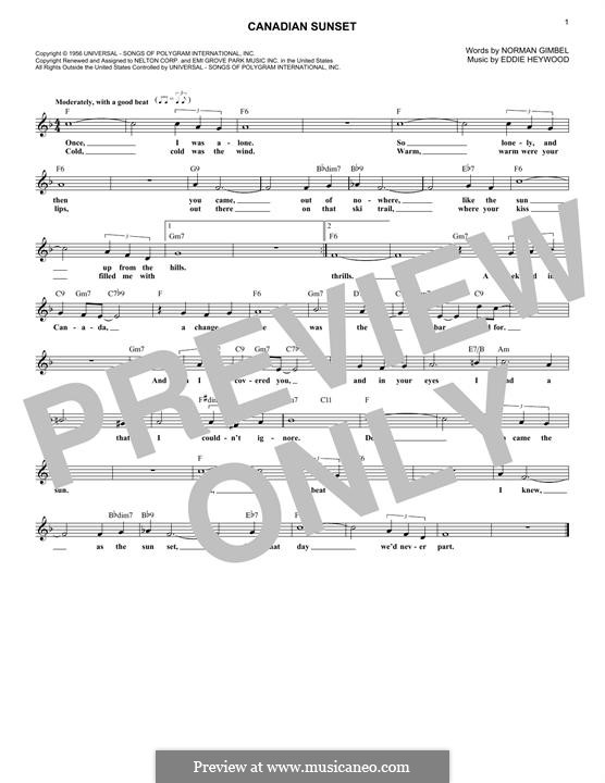 Canadian Sunset (Andy Williams) by E. Heywood - sheet music on MusicaNeo