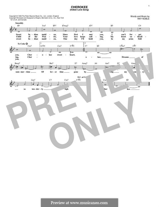 Cherokee by R. Noble - sheet music on MusicaNeo