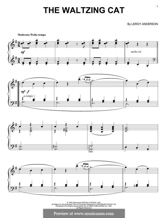 The Waltzing Cat by L. Anderson - sheet music on MusicaNeo