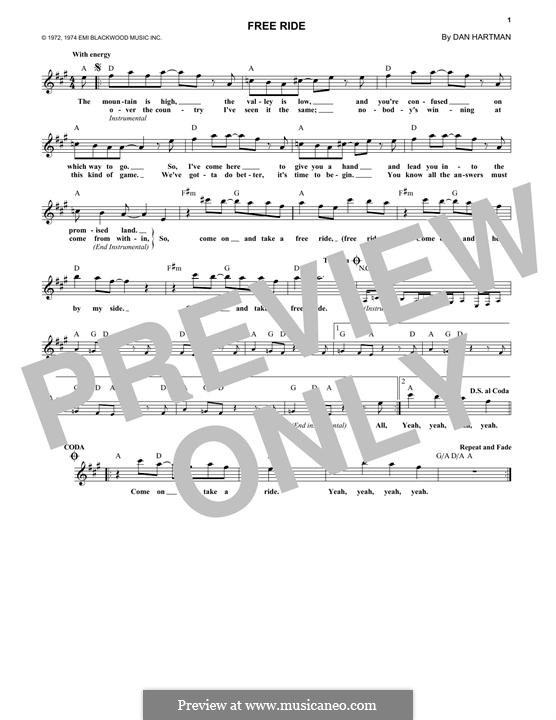 Free Ride (Edgar Winter Group) by D. Hartman - sheet music on MusicaNeo