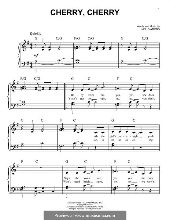 Cherry, Cherry by N. Diamond - sheet music on MusicaNeo
