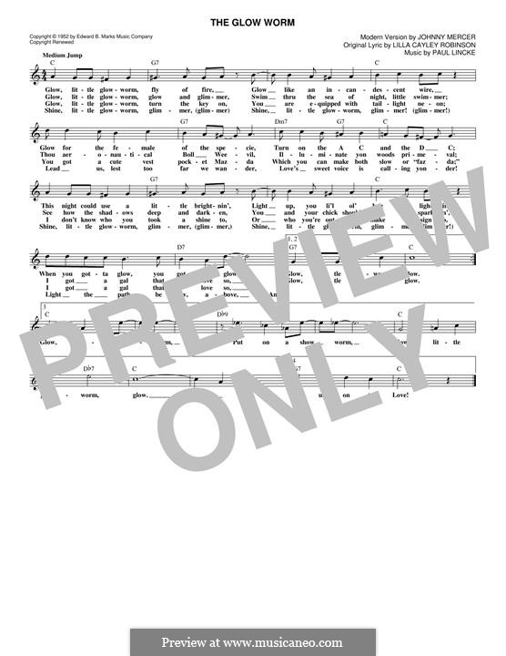 The Glow Worm by P. Lincke - sheet music on MusicaNeo