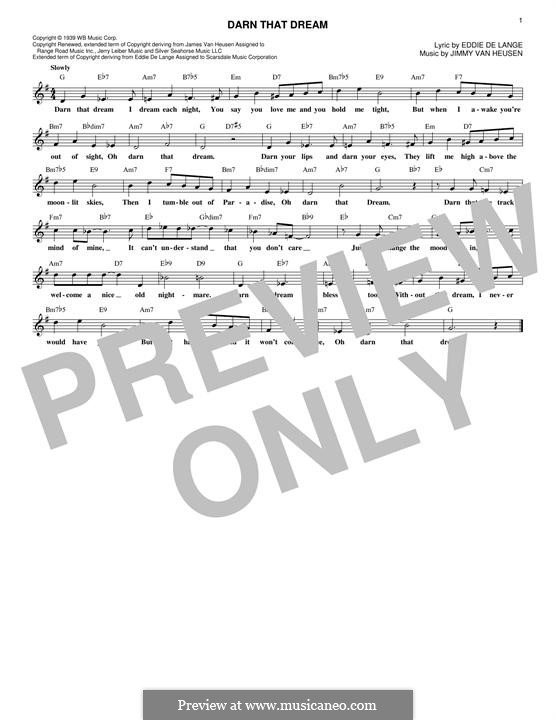 Darn That Dream by J.V. Heusen - sheet music on MusicaNeo