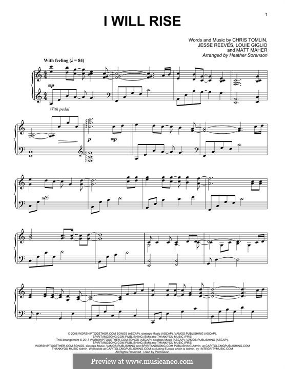 I Will Rise by C. Tomlin, J. Reeves, L. Giglio, M. Maher on MusicaNeo