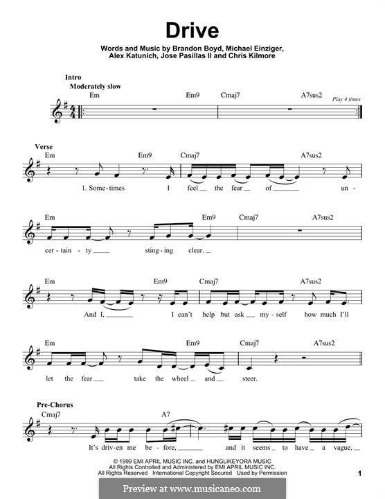 Drive (Incubus) by A. Katunich, B. Boyd, C. Kilmore, J. Pasillas II, M ...