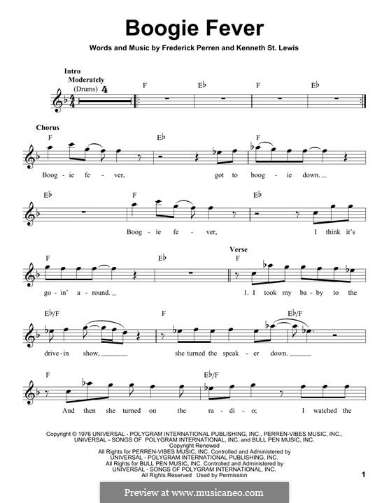 Boogie Fever (The Sylvers) by F. Perren - sheet music on MusicaNeo