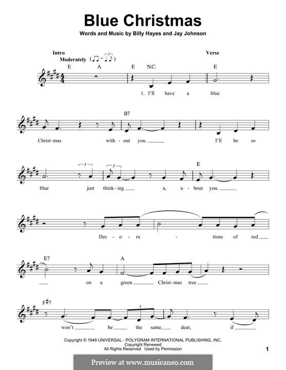 Vocal version (Blue Christmas) by B. Hayes, J. Johnson on MusicaNeo